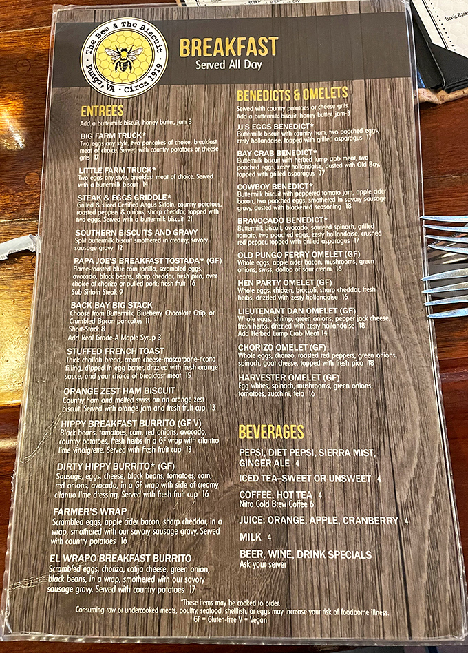 This isn't just a menu &ndash; it's a roadmap to breakfast nirvana. The Dirty Hippy Burrito alone is worth the trip.