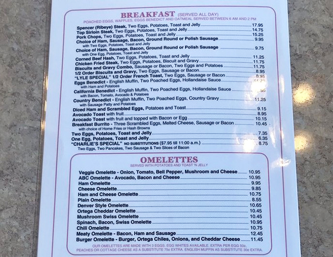 The breakfast menu that launched a thousand food comas. Notice how "Biscuits and Gravy" appears multiple times? That's not an accident.