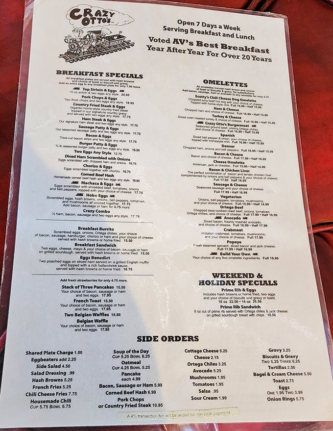 The menu reads like a love letter to breakfast classics&mdash;each option more tempting than the last, making decisions deliciously difficult.