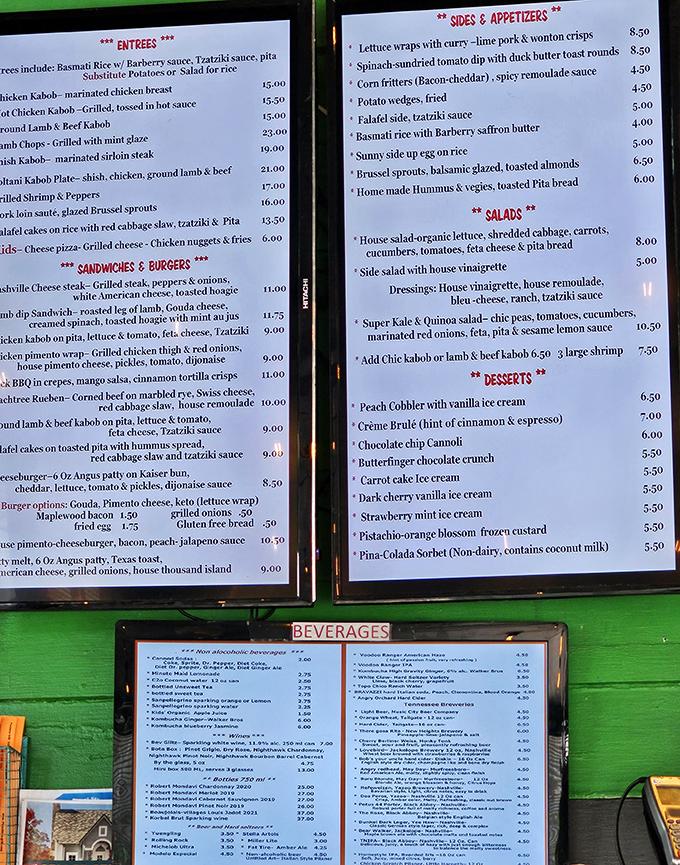 Menu treasure map alert! Each line represents a potential life-changing food moment. Choose wisely, though the lamb sandwich is calling your name.