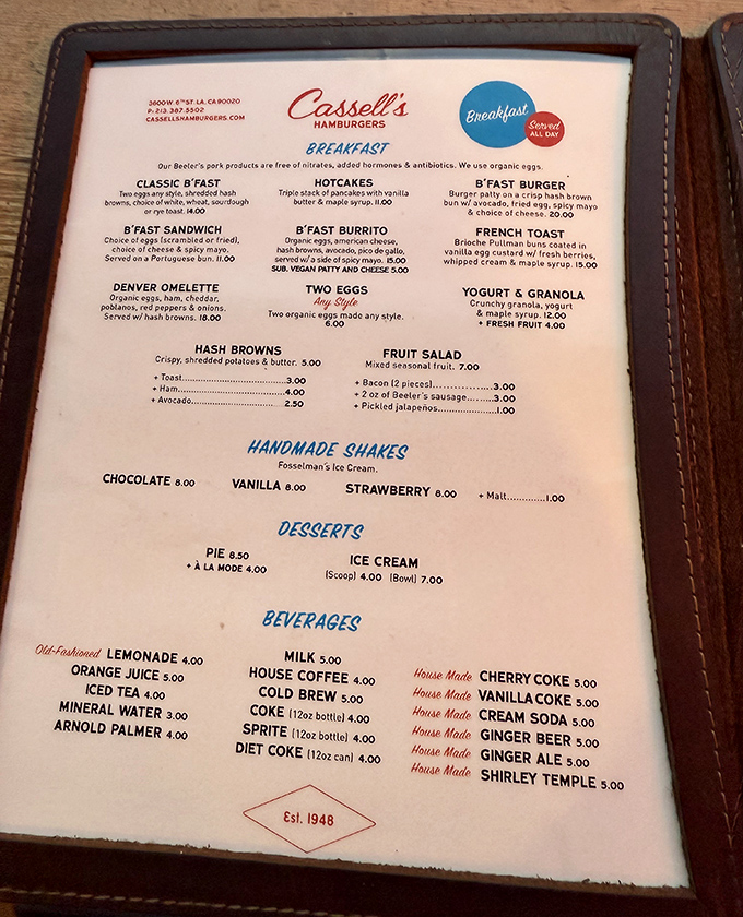 The menu reads like a love letter to American classics, with breakfast offerings that might just make you reconsider your allegiance to lunch.