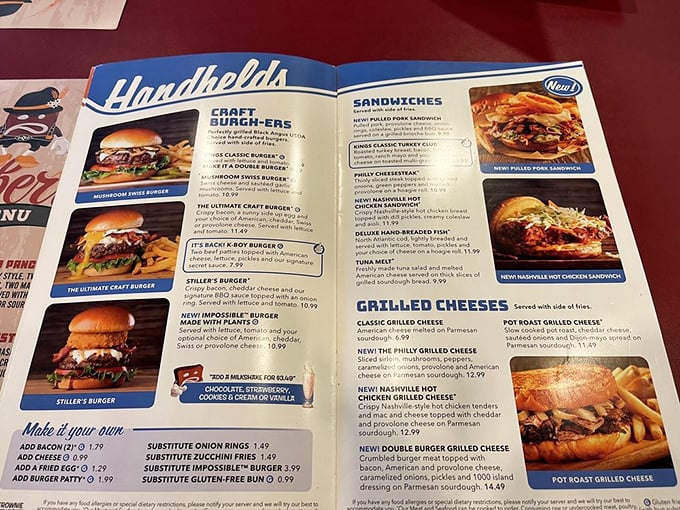 The Handhelds menu showcases comfort food classics that would make your grandmother proud.