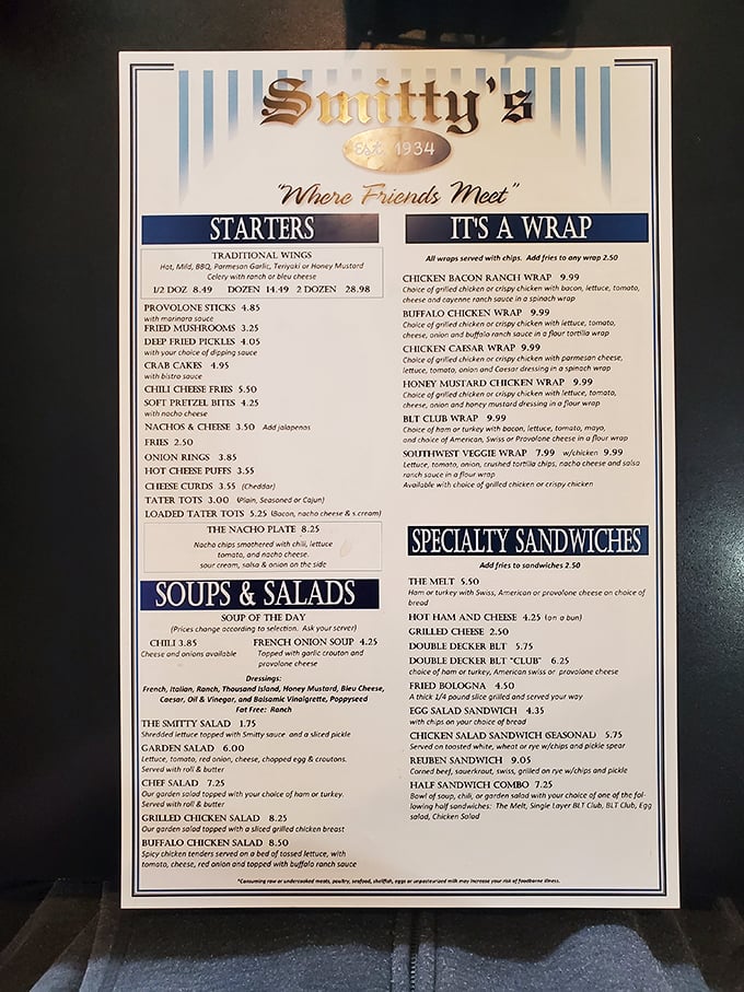 The menu reads like a greatest hits album of American comfort food classics. No molecular gastronomy, just dishes that make you happy.