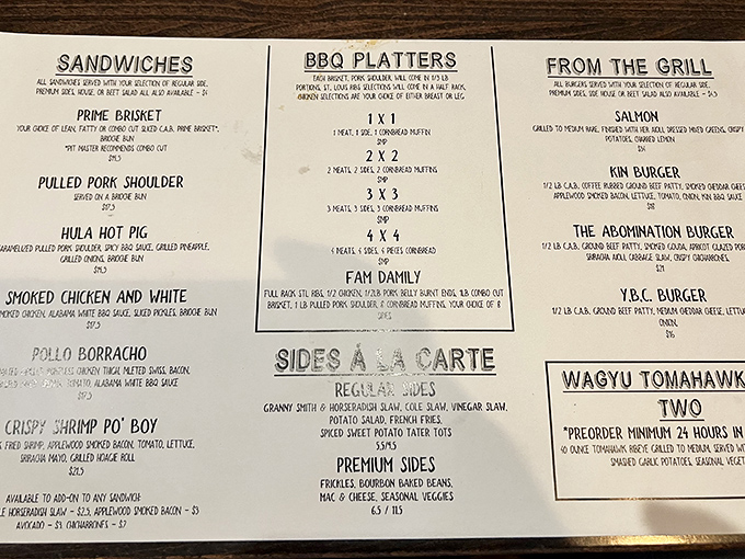The menu reads like a love letter to regional American barbecue traditions &ndash; no allegiances declared except to deliciousness.