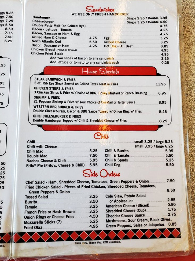 This isn't just a menu; it's a roadmap to happiness. Notice how "Chili" gets its own special section? That's not an accident, folks.