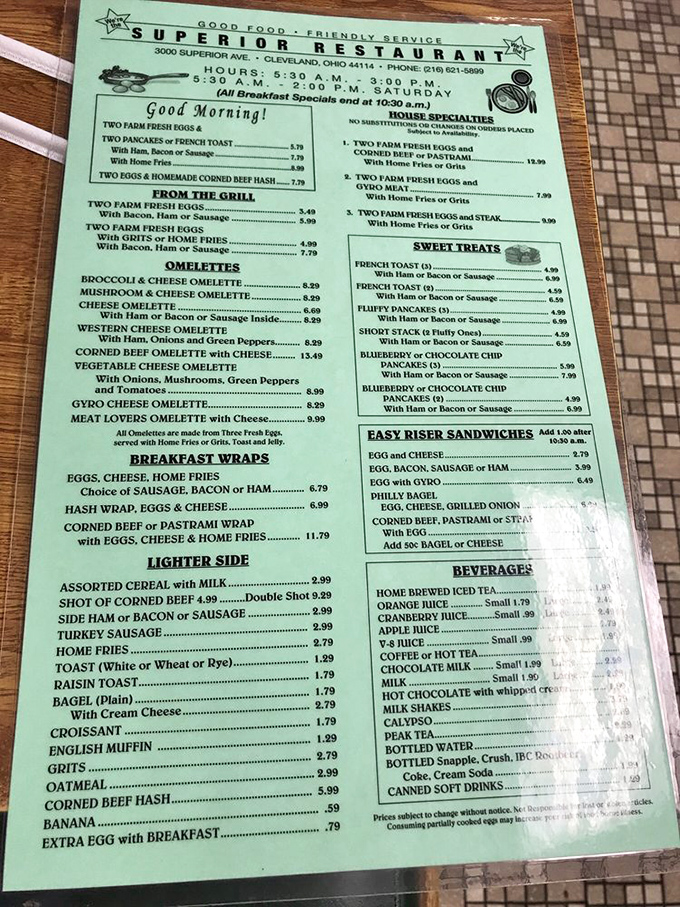 The mint-green menu reads like a love letter to breakfast classics and deli favorites. Decision paralysis has never been so delicious.