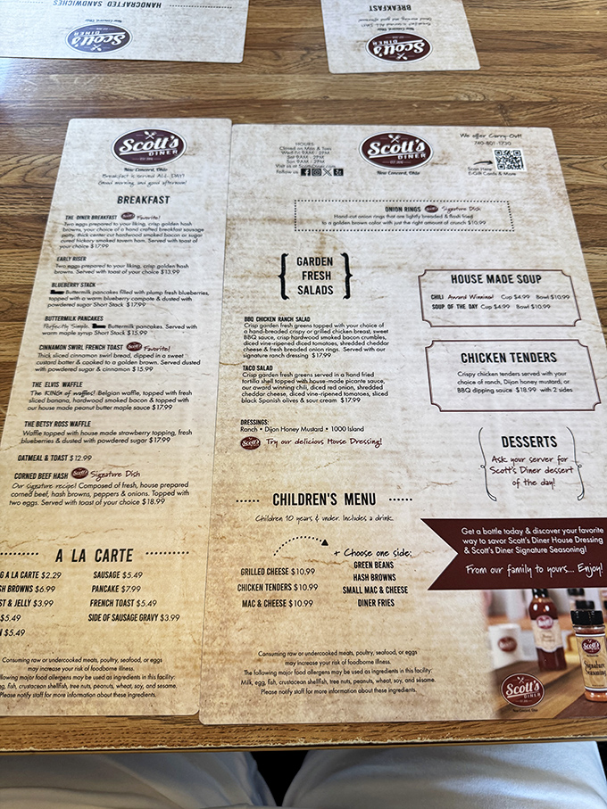 This isn't just a menu &ndash; it's a roadmap to happiness. Note the "Elvis Waffle" that would make the King himself swivel with delight.