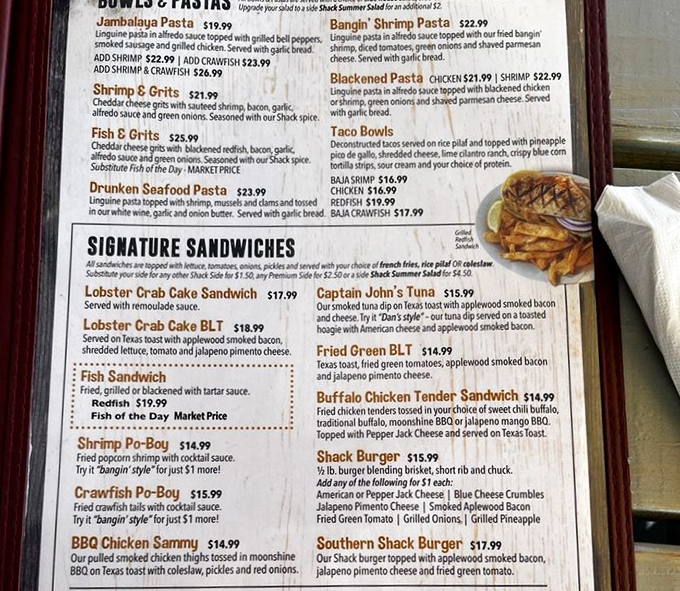 Decision paralysis has never been so delicious. The menu reads like a love letter to Gulf seafood, from po-boys to pasta.