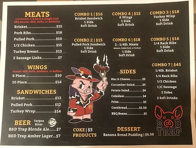 This isn't just a menu &ndash; it's a roadmap to happiness. Each item represents a different path to barbecue nirvana, with combo #7 serving as the express lane.