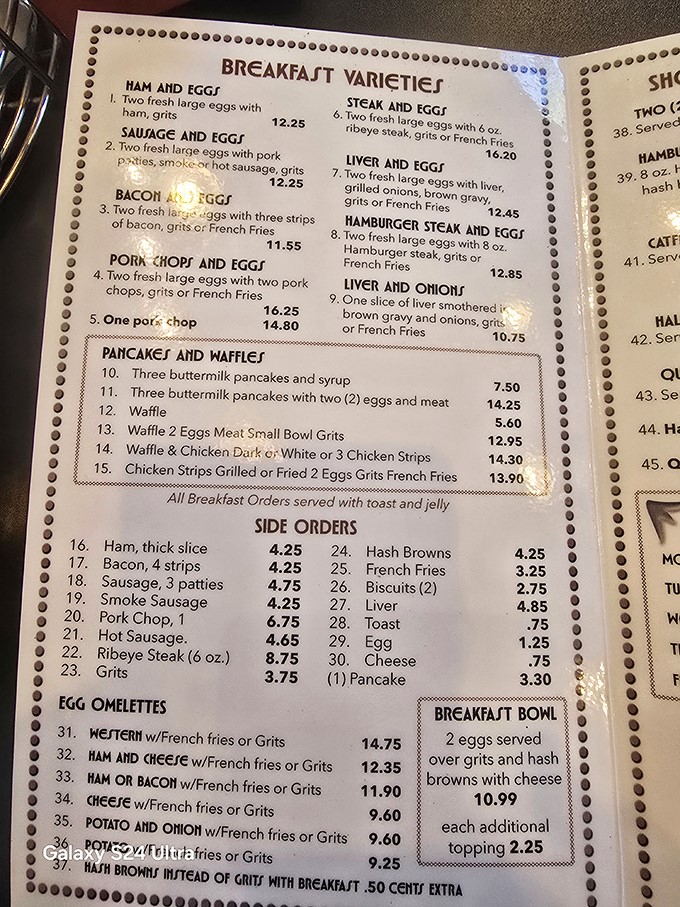 This menu isn't just a list of options&mdash;it's a roadmap to happiness where breakfast is served all day and prices won't give your wallet indigestion.