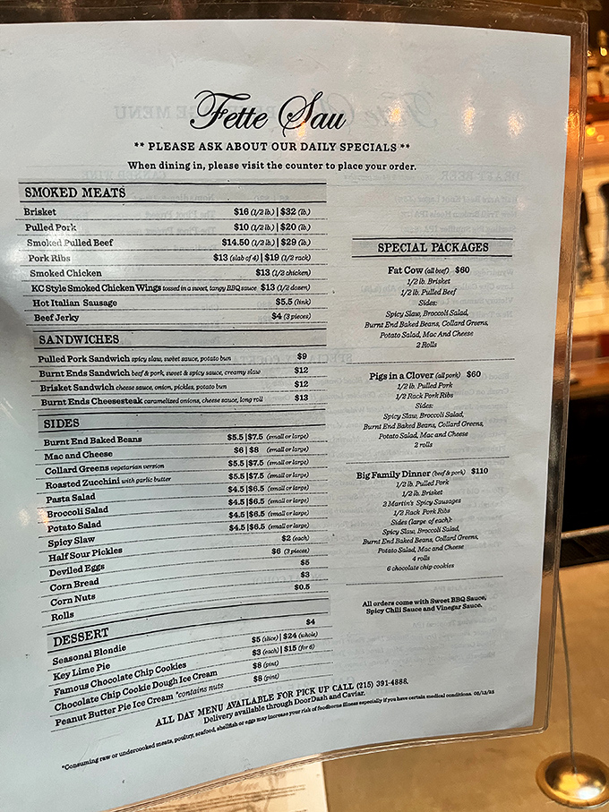 A menu that cuts right to the chase&mdash;smoked meats by weight, sandwiches that mean business, and sides that refuse to be afterthoughts.