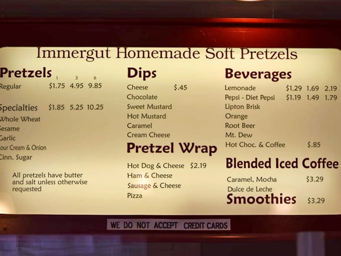 The menu board&mdash;a roadmap to happiness. Notice how they don't waste precious space on anything that isn't pretzel-adjacent.