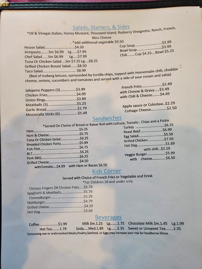 Mary's menu reads like a love letter to American comfort food, with prices that make you wonder what decade you're in.