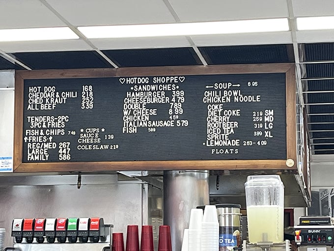 The menu board hasn't changed in decades because perfection needs no updates. Simple offerings, honest prices, and zero pretension.