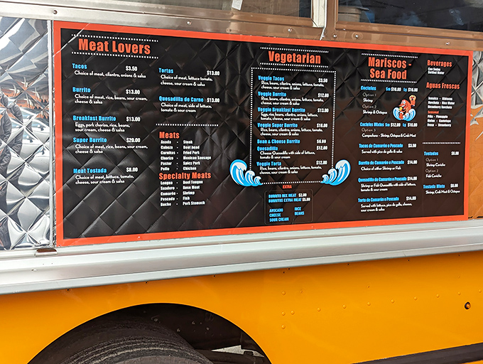 The menu board is like a treasure map where X marks every spot. Meat lovers, vegetarians, and seafood enthusiasts all find their bliss here.