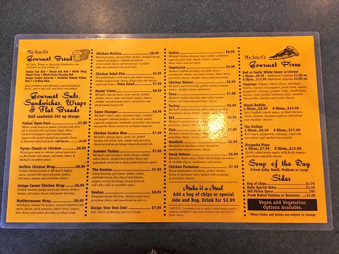 The menu reads like a love letter to comfort food classics, each description promising a culinary hug that delivers on every syllable.