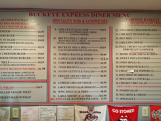 The menu reads like a love letter to American comfort food. No fancy-schmancy descriptions needed&mdash;just straightforward deliciousness that speaks for itself.