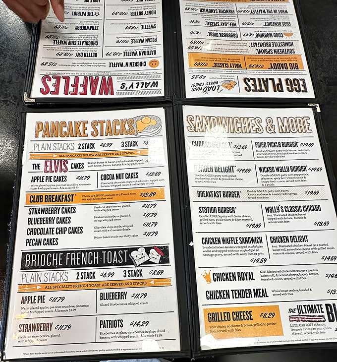 This menu isn't just a list of options&mdash;it's a roadmap to happiness with detours through waffle country and pancake paradise.