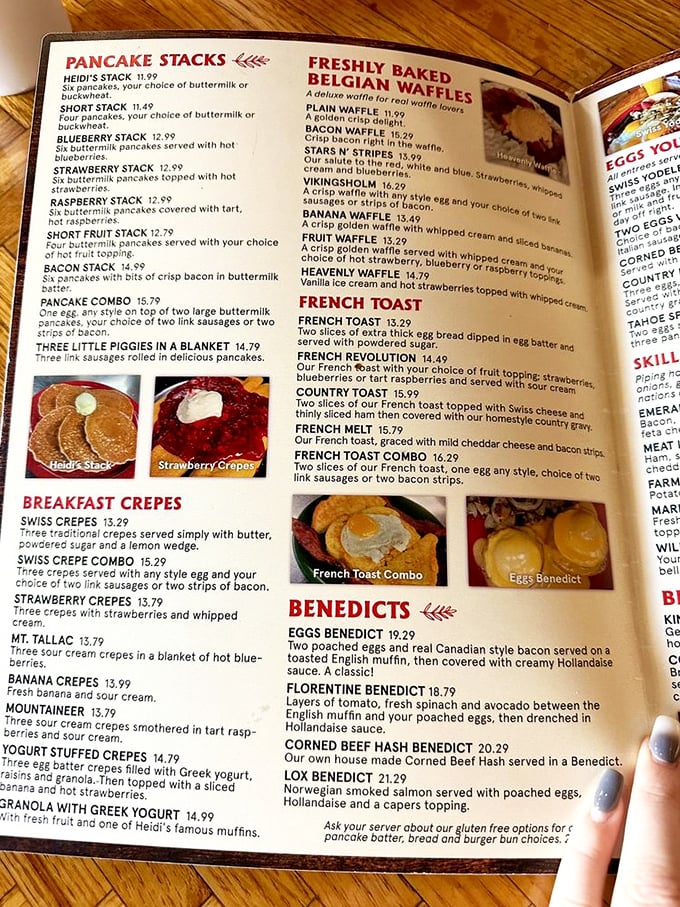 The menu reads like a breakfast lover's bucket list&mdash;from towering pancake stacks to crepes that would make a Swiss mountaineer yodel with joy.