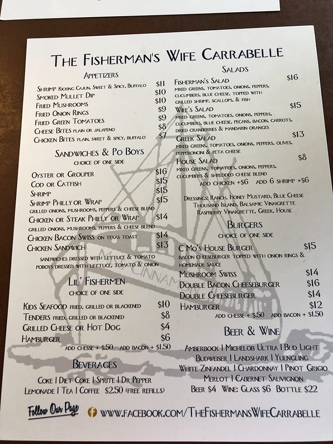 The menu reads like a love letter to the Gulf&mdash;grouper, oysters, mullet, and shrimp star in multiple roles. No pretentious descriptions needed when the seafood speaks for itself.