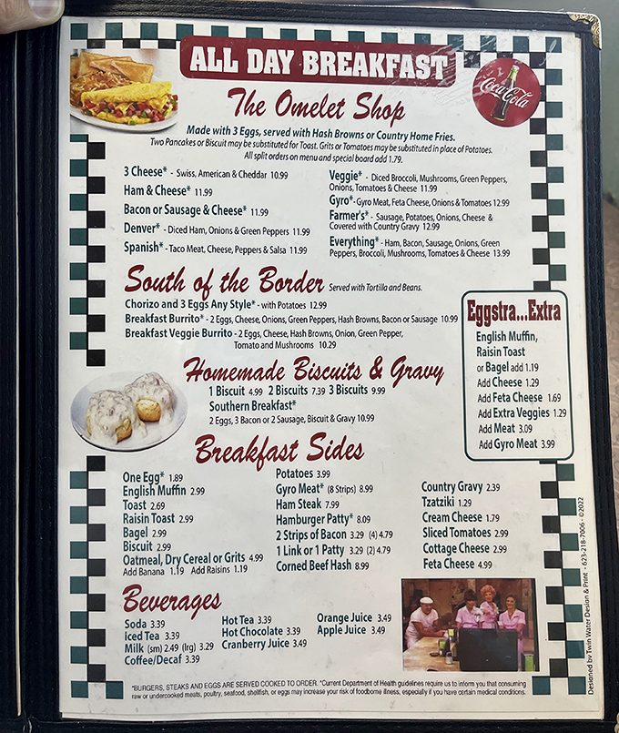 This menu isn't just a list of food&mdash;it's a roadmap to happiness. The checkered border practically whispers, "Order everything."