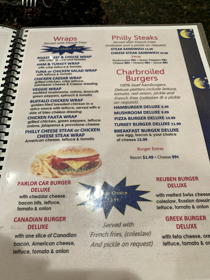 The menu reads like a love letter to American diner classics, each option more tempting than the last.