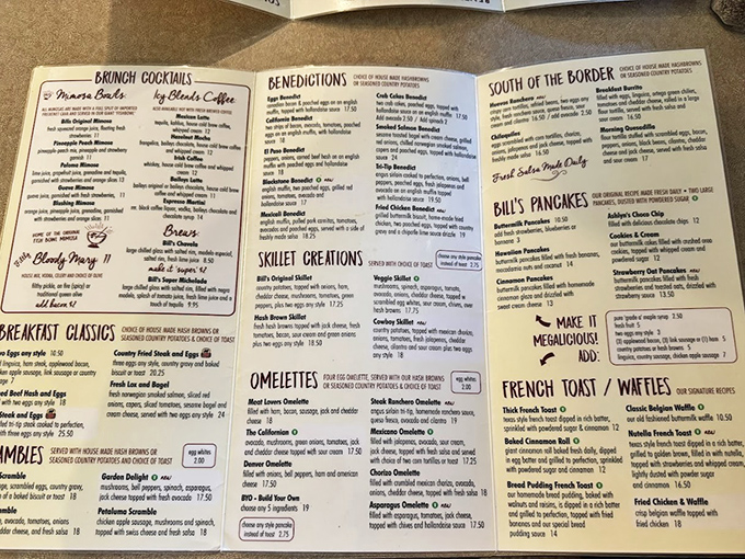 The menu at Bill's is like the breakfast bible&mdash;extensive, revered, and filled with benedictions that will make you speak in tongues of pure joy.
