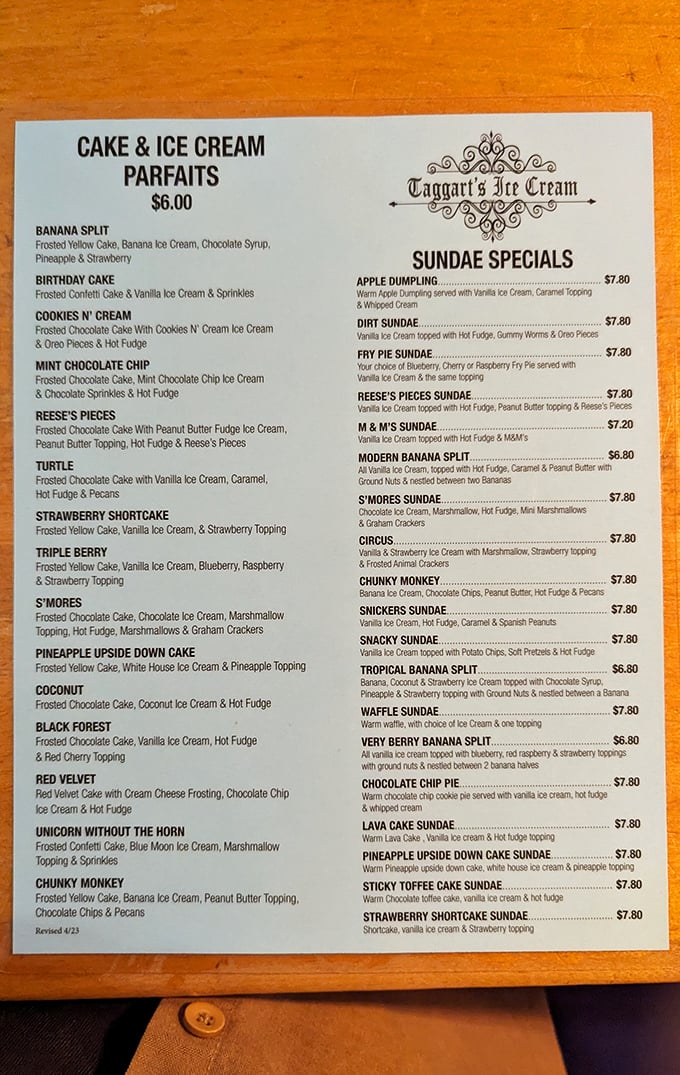 Not all treasure maps lead to gold&mdash;some, like this menu, guide you to something far more valuable: the perfect sundae.