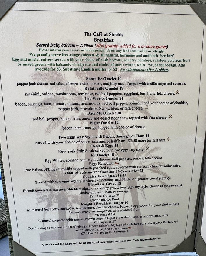 This menu isn't just a list of dishes&mdash;it's a roadmap to breakfast bliss. The "Date Me Omelet" isn't flirting; it's promising a relationship.