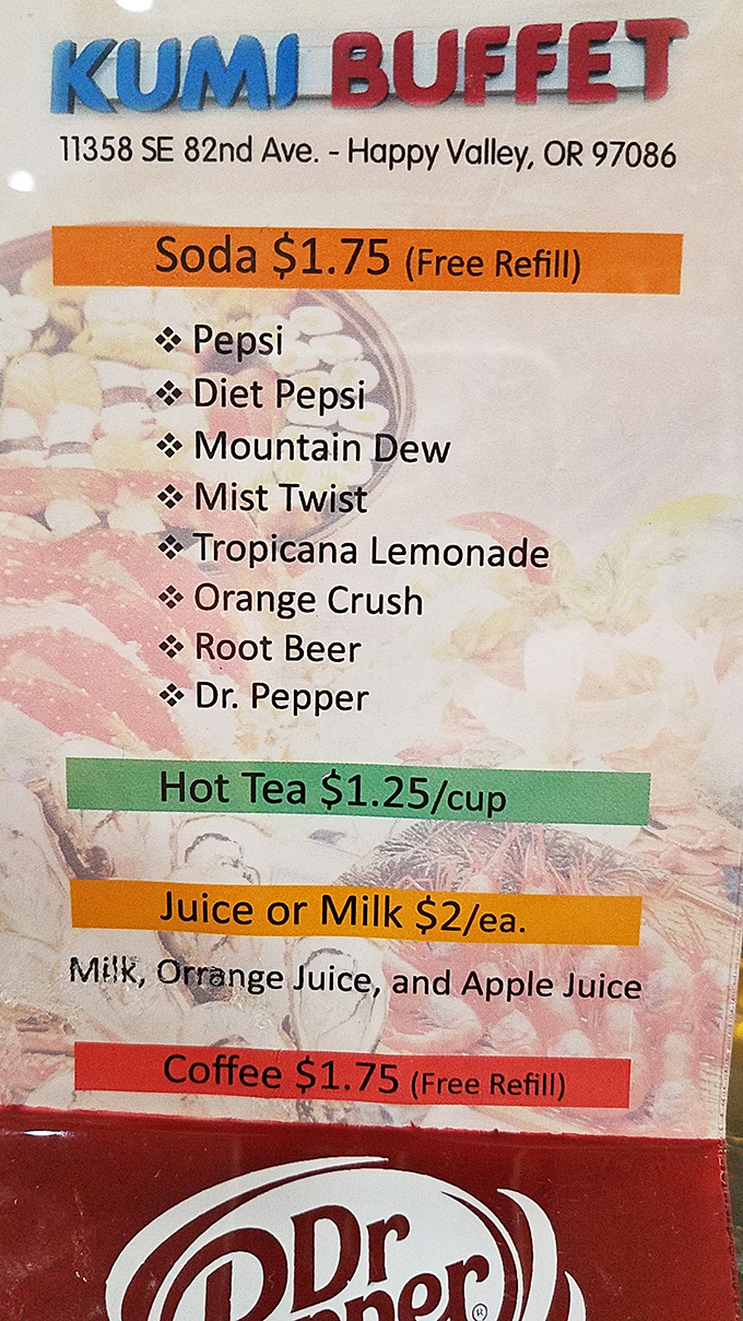 Life's important decisions laid bare: Pepsi or Mountain Dew? The beverage menu &ndash; supporting cast to the buffet's starring role.