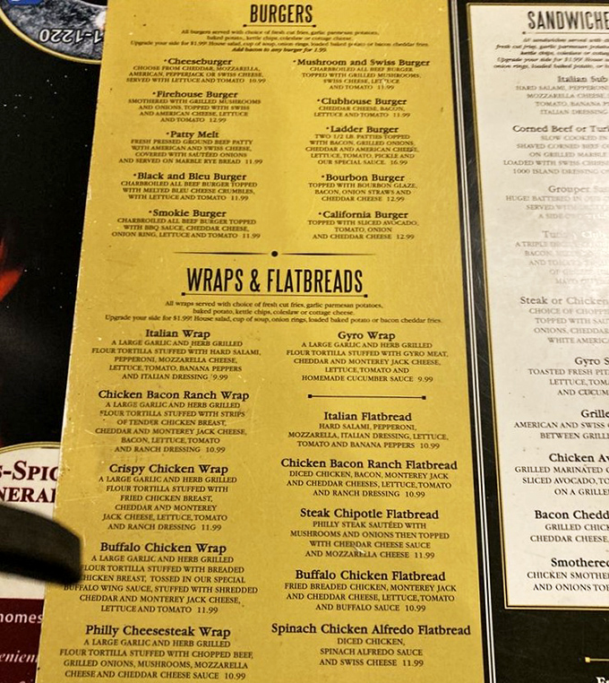 The menu reads like a love letter to comfort food classics, each description promising a flavor journey worth taking.