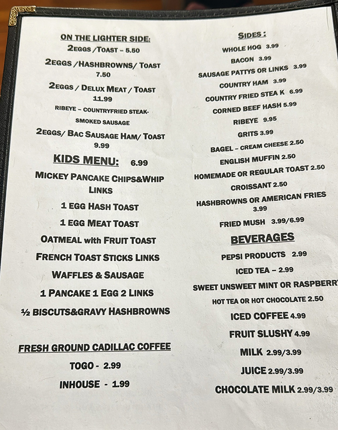 This menu isn't trying to reinvent the wheel&mdash;it's perfecting it. Simple breakfast classics at reasonable prices, the culinary equivalent of a firm handshake.