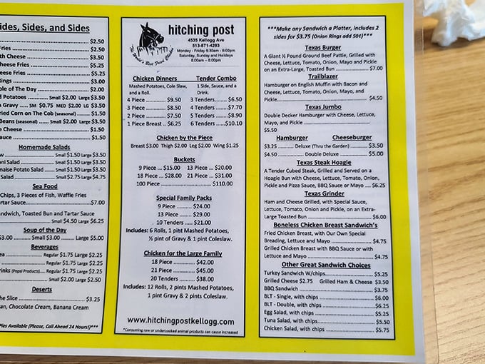 A menu that cuts right to the chase: chicken in all its golden glory, with plenty of homestyle sides to round out the feast.