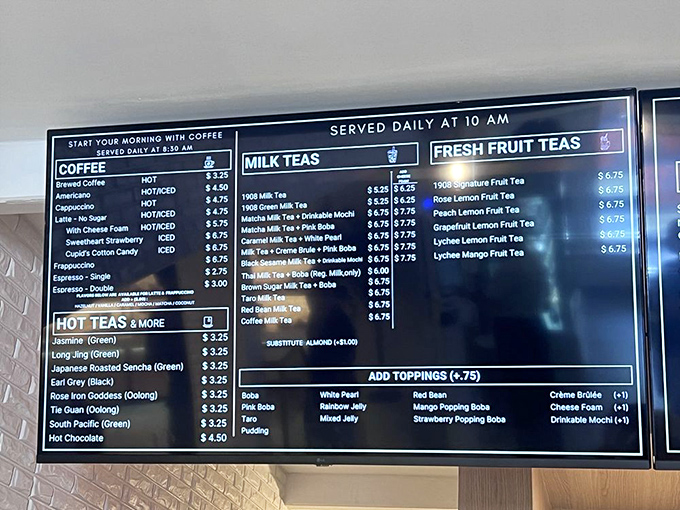 The menu board reads like a passport to flavor country. Decisions this difficult should come with a therapist on standby.