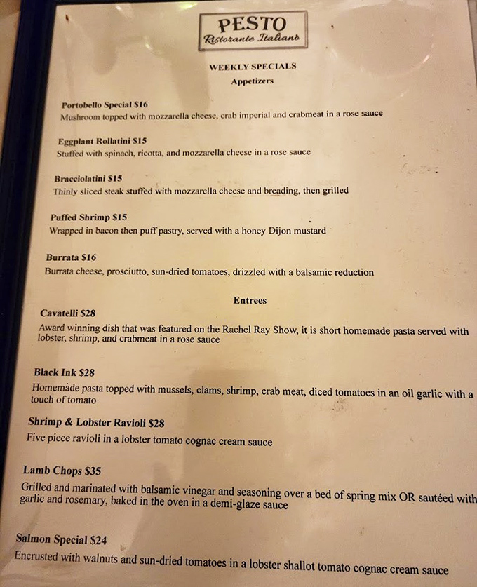 That Cavatelli featured on Rachel Ray? It's right there on the specials menu, waiting patiently for you.