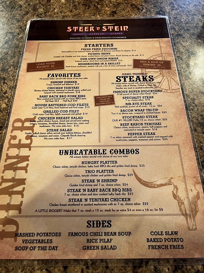 The menu reads like a love letter to carnivores&mdash;straightforward, unpretentious, and focused on what matters: perfectly prepared protein and satisfying sides.