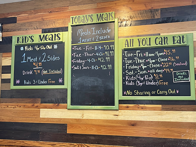 The chalkboard menu tells the real story&mdash;this isn't fancy food with unpronounceable ingredients, just honest cooking that feeds both body and soul.