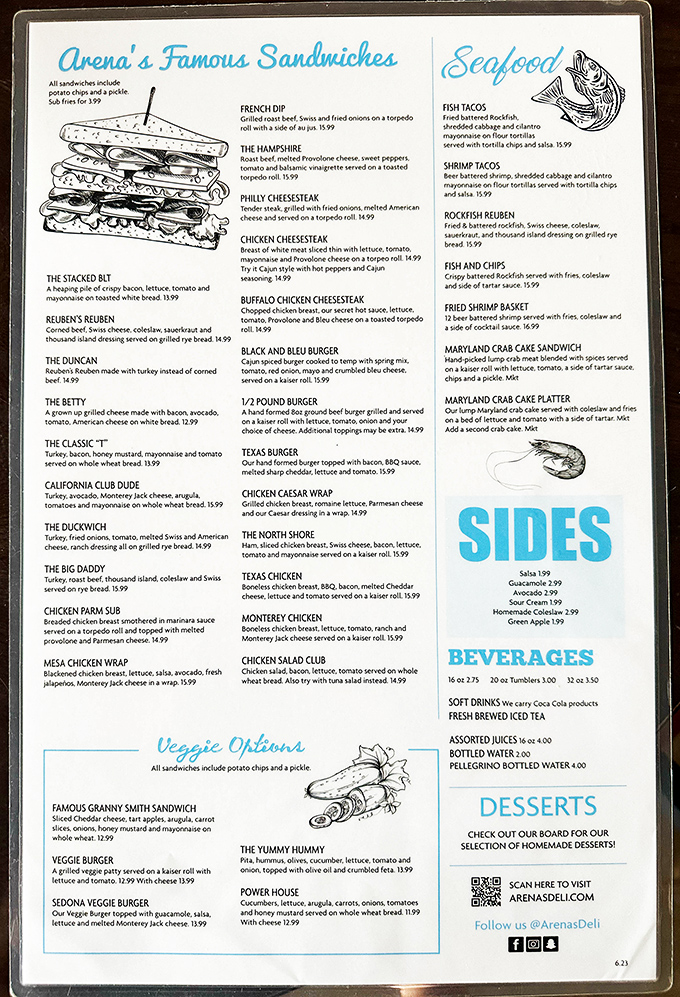 Arena's menu reads like a love letter to sandwich enthusiasts&mdash;each option more tempting than the last, with clever names that make ordering fun.