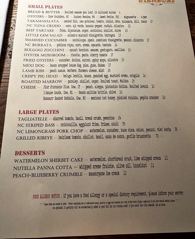 This isn't just a menu; it's a roadmap to culinary bliss. From Crispy Pig Head to Watermelon Sherbet Cake, each dish tells a delicious story.