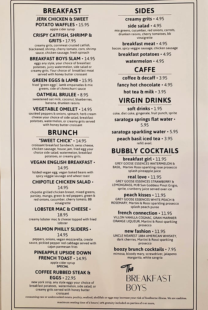 This menu isn't just a list of options&mdash;it's a roadmap to breakfast nirvana. The hardest part? Choosing just one destination.