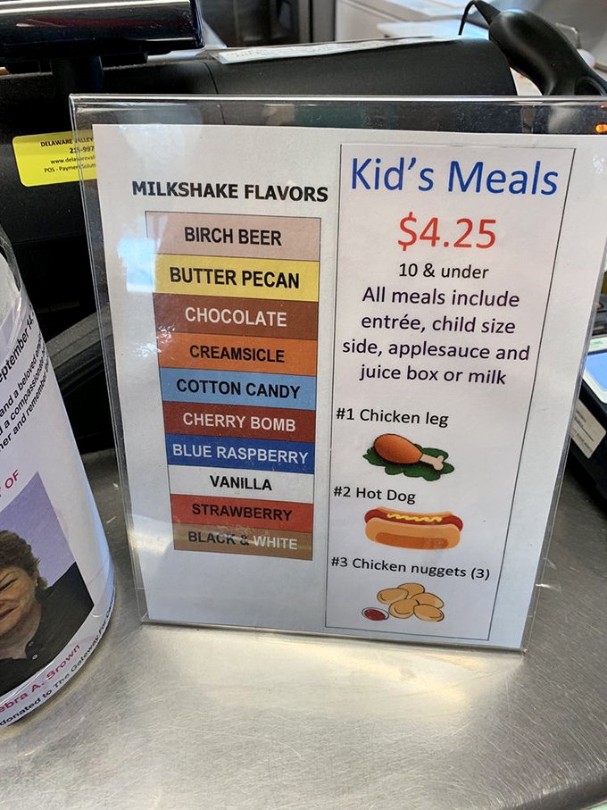 The milkshake menu reads like a dessert fantasy league, with birch beer and black & white shakes competing for your affection.