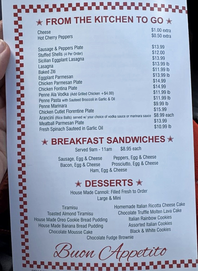 This menu reads like a love letter to Italian home cooking, with everything from arancini to tiramisu beckoning you to abandon all diet plans immediately.