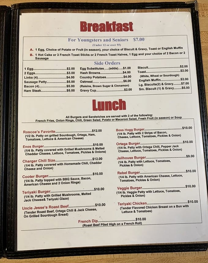 A menu that doesn't need fancy fonts or pretentious descriptions—just honest food at honest prices. The burger selection alone deserves a moment of silent appreciation.