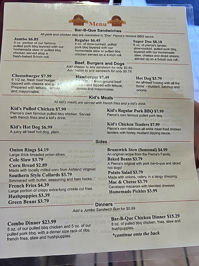 A menu that doesn't need fancy fonts or pretentious descriptions&mdash;just straightforward offerings of what might be the most honest food in America.