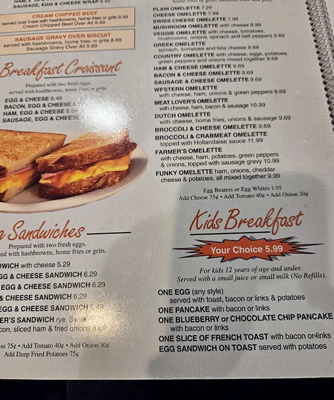 The menu reads like a love letter to breakfast possibilities. Each option more tempting than the last, making decisions deliciously difficult.