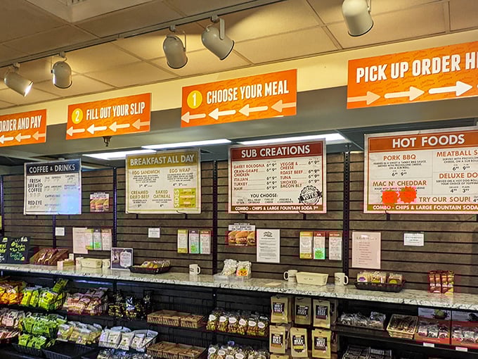 This menu board isn't just instructions&mdash;it's a roadmap to happiness. Each arrow points to a different kind of delicious possibility.