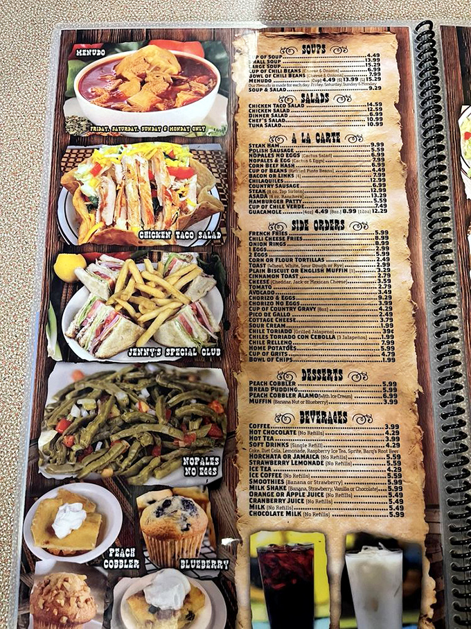 A menu that reads like a love letter to comfort food, with photos that make decision-making both delightful and torturous.