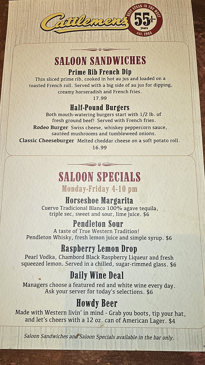 The menu at Cattlemens doesn't mince words &ndash; it promises straightforward deliciousness with cowboy flair and delivers exactly that.