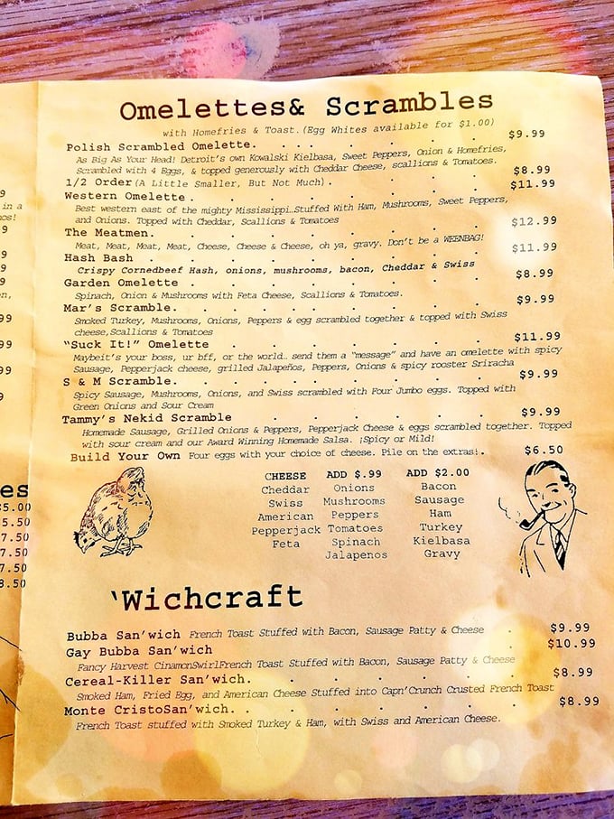The menu reads like a breakfast love letter written by culinary rebels with serious skills.