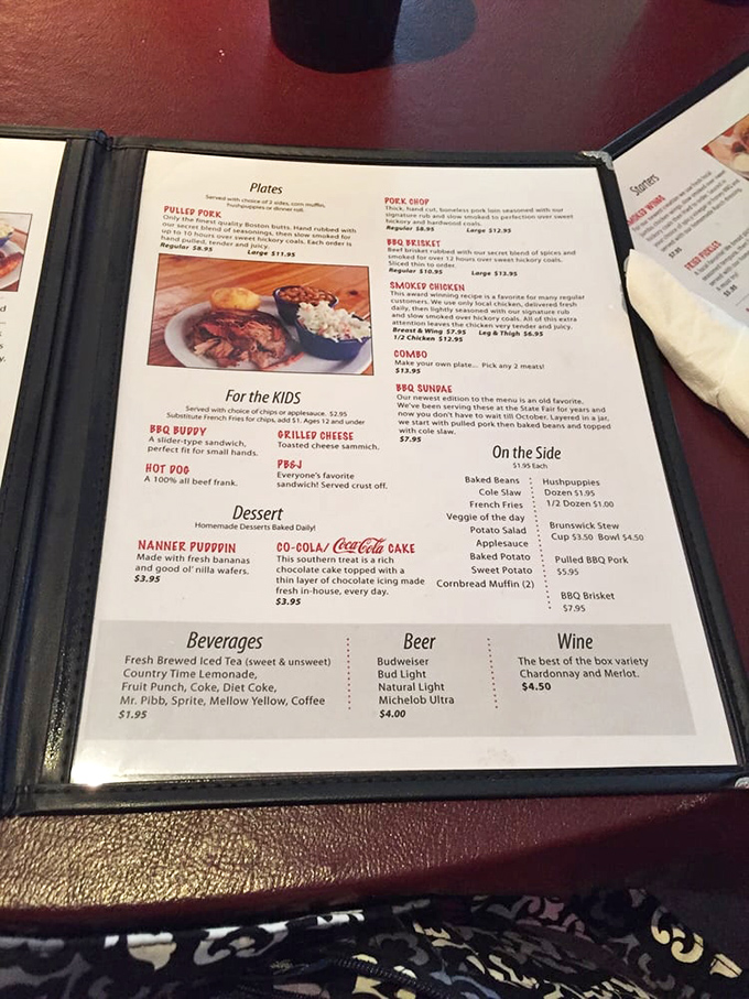 Menu simplicity is the hallmark of confidence. When you see "Nanner Pudding" listed, you know someone's grandmother had a hand in this operation.